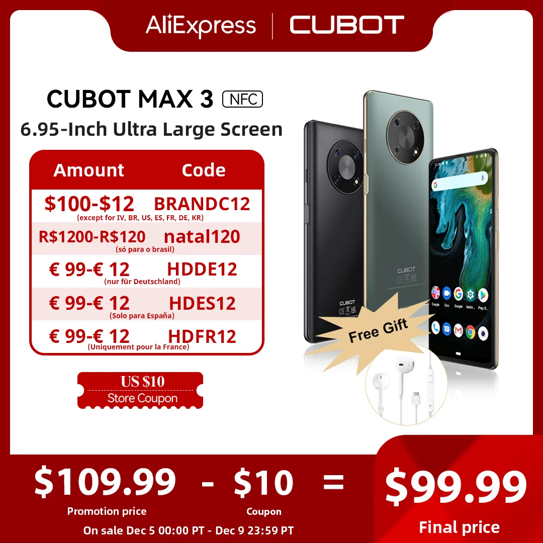 Cubot Max 3 telefon komórkowy,6,95 cala, 4GB RAM,64GB pamięci ...