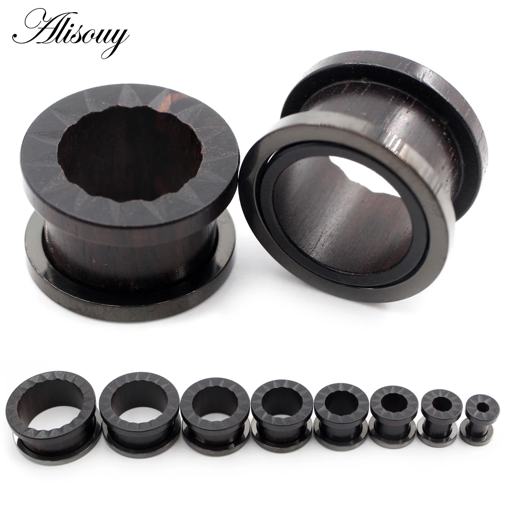 Alisouy-2PCS-6-22mm-Black-Natural-Wood-Round-Sun-Gear-Ear-Gauges ...