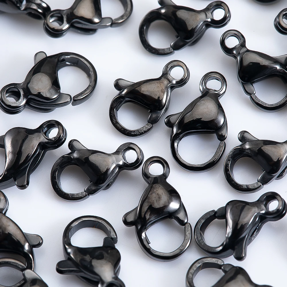 20pcs-9mm-10mm-Black-Stainless-Steel-Lobster-Clasps-Connector-Clasp-for ...