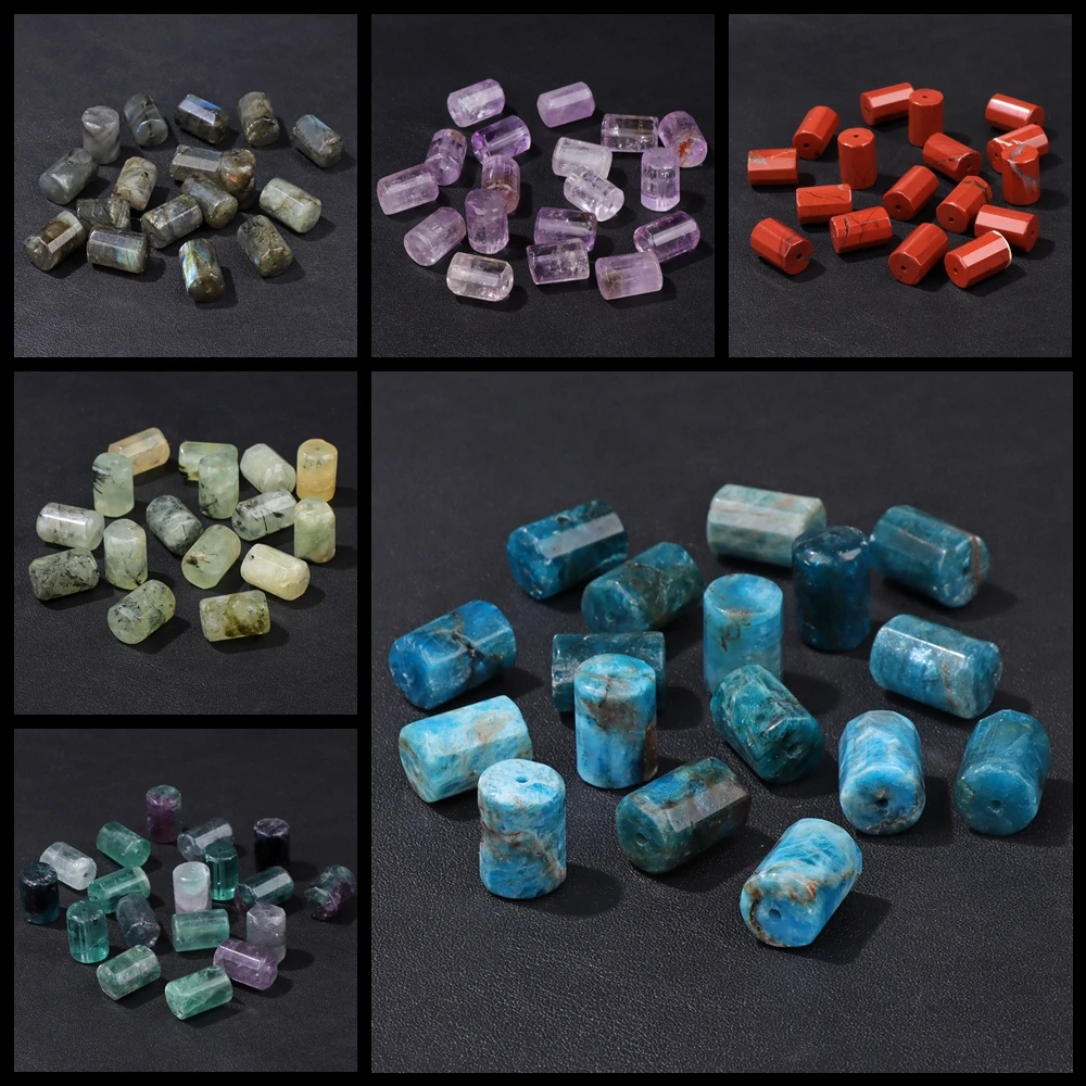 Natural Faceted Cylinder Column Stone Bead Apatite Amethysts ...