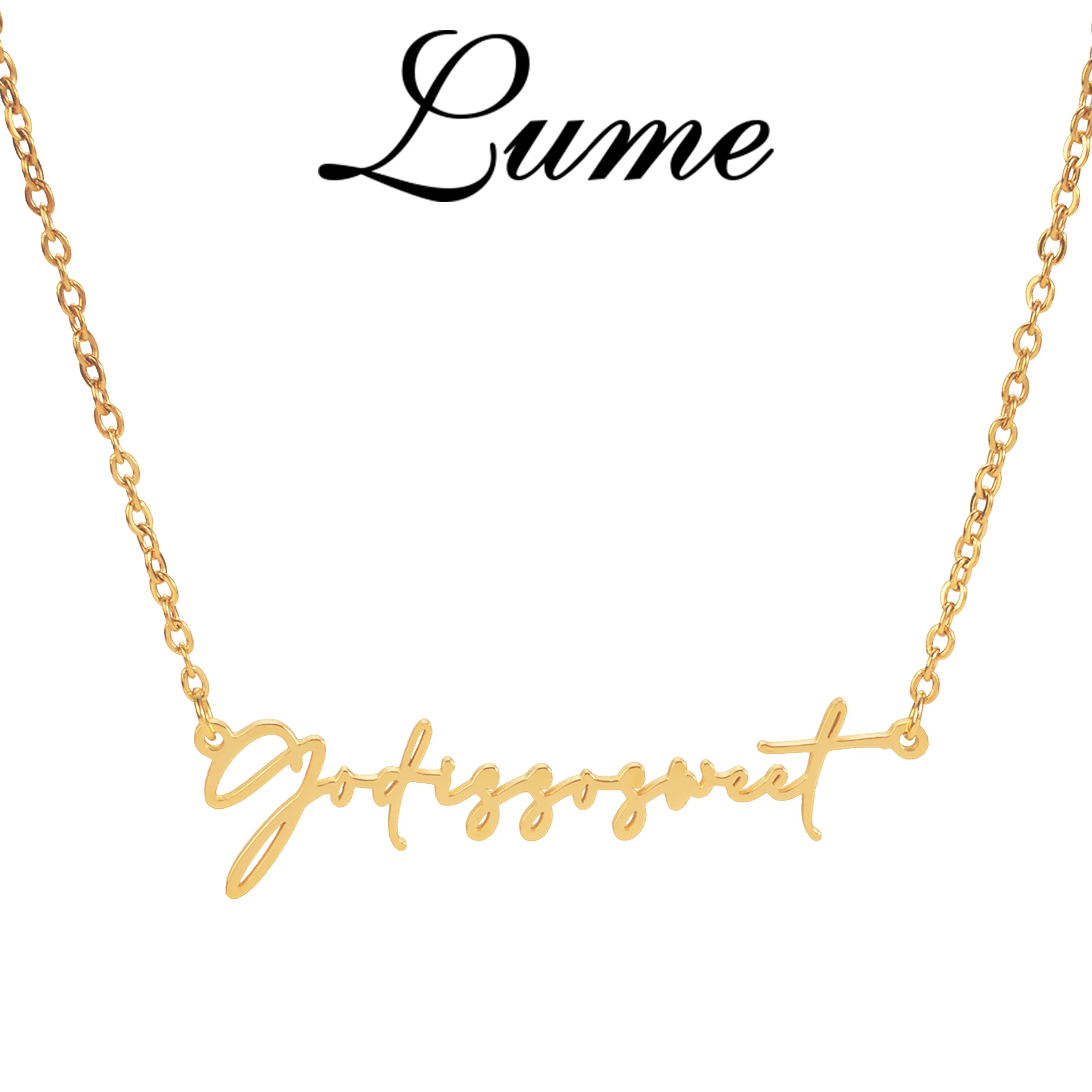Lume Personalized Custom Multi-Font Name Letter Necklaces Gold Color ...