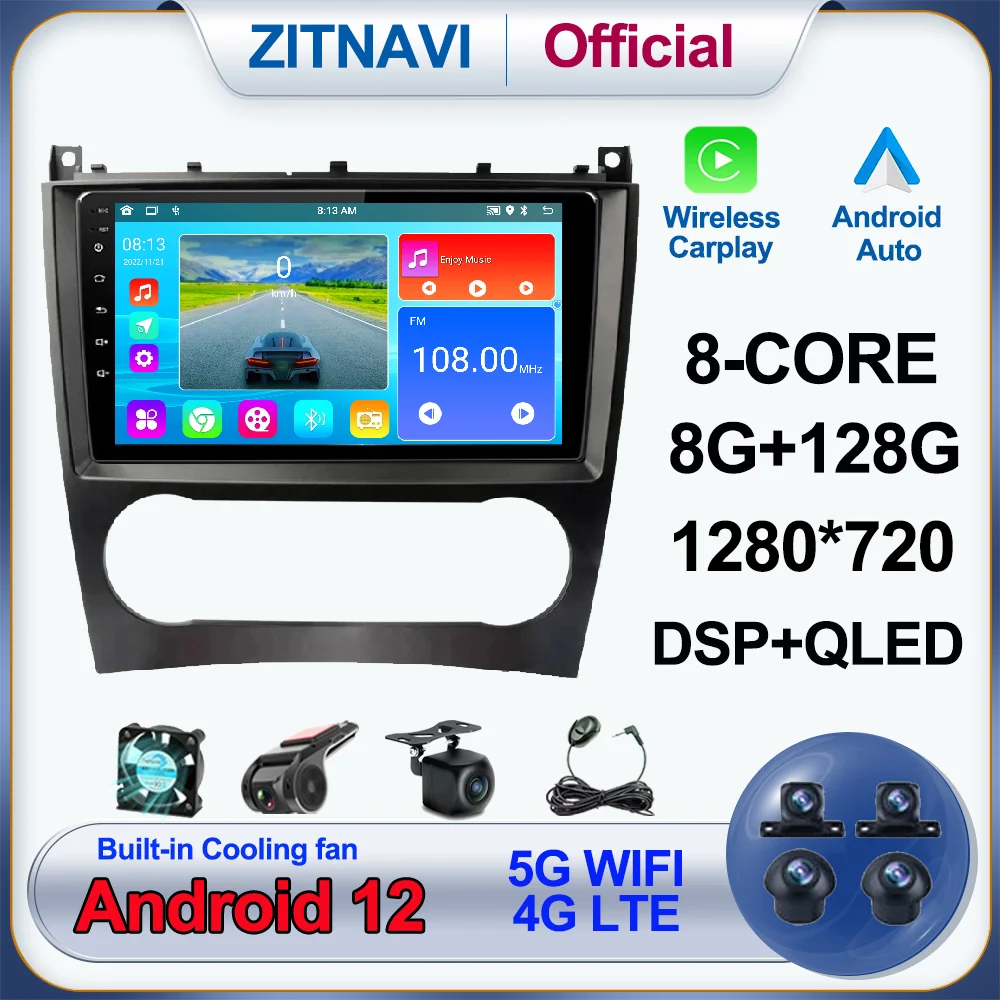 9 Inch Android 12 For Mercedes Benz W203 W209 C180 C200 C220 C230 2005 ...