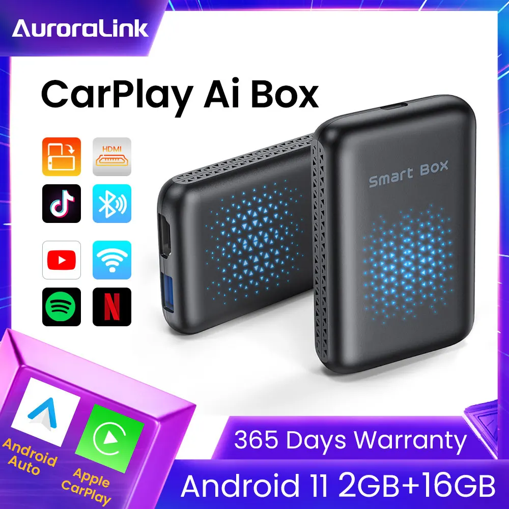 AuroraLink Carplay Ai TV Box Android Auto Wireless Apple CarPlay For Toyota Mazada Audi VW ...