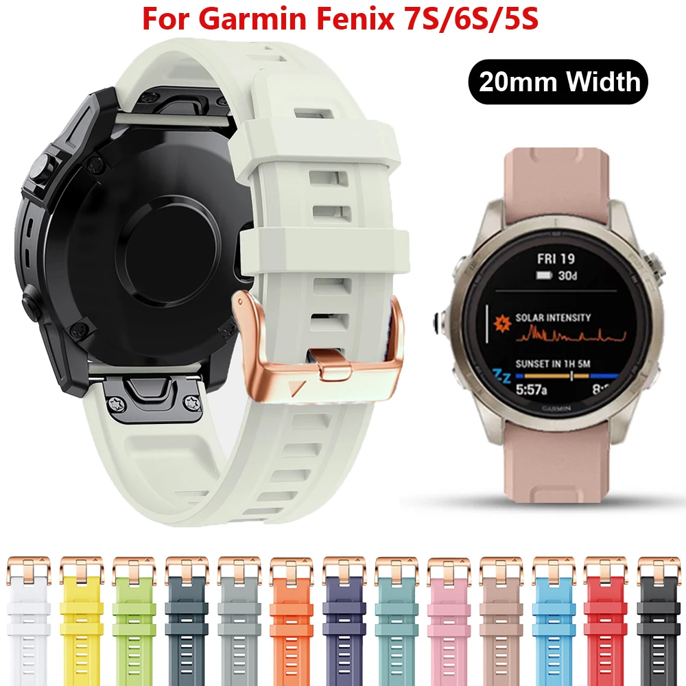 20mm-Strap-For-Garmin-Fenix-7S-6S-Pro-5S-Plus-Silicone-Watchband ...