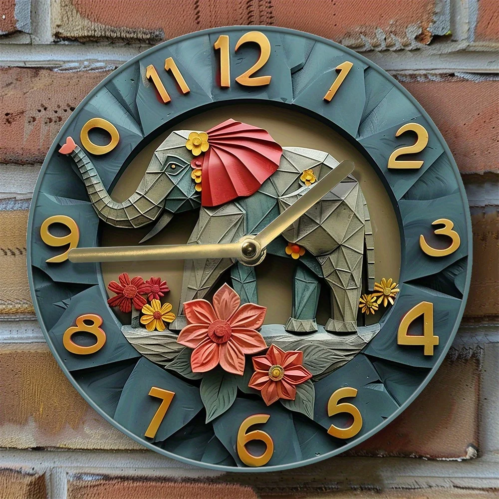 Aluminum-Wall-Clock-With-Indian-Elephant-Design-Diy-Perfect-For-Summer ...