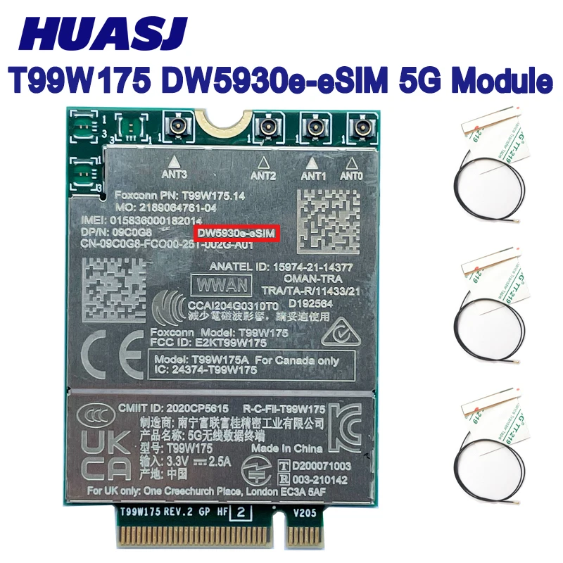 T99W175-DW5930e-eSIM-X55-5G-Module-DP-N-09C0G8-For-Dell-Laptop-Latitude ...