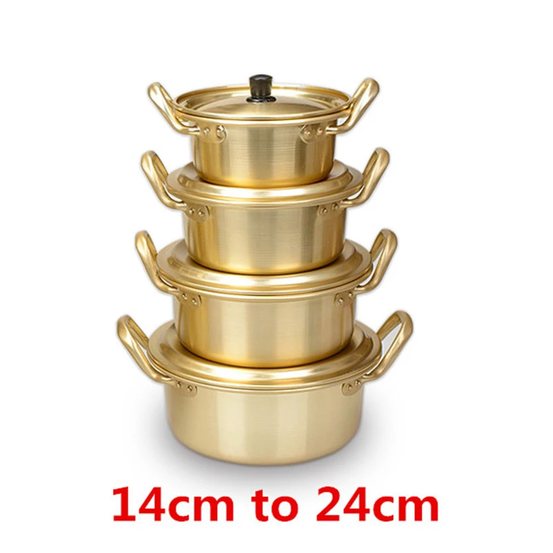 Korean Style Ramen Noodles Gold Pot Aluminum Soup Hot Pot Oxidized ...