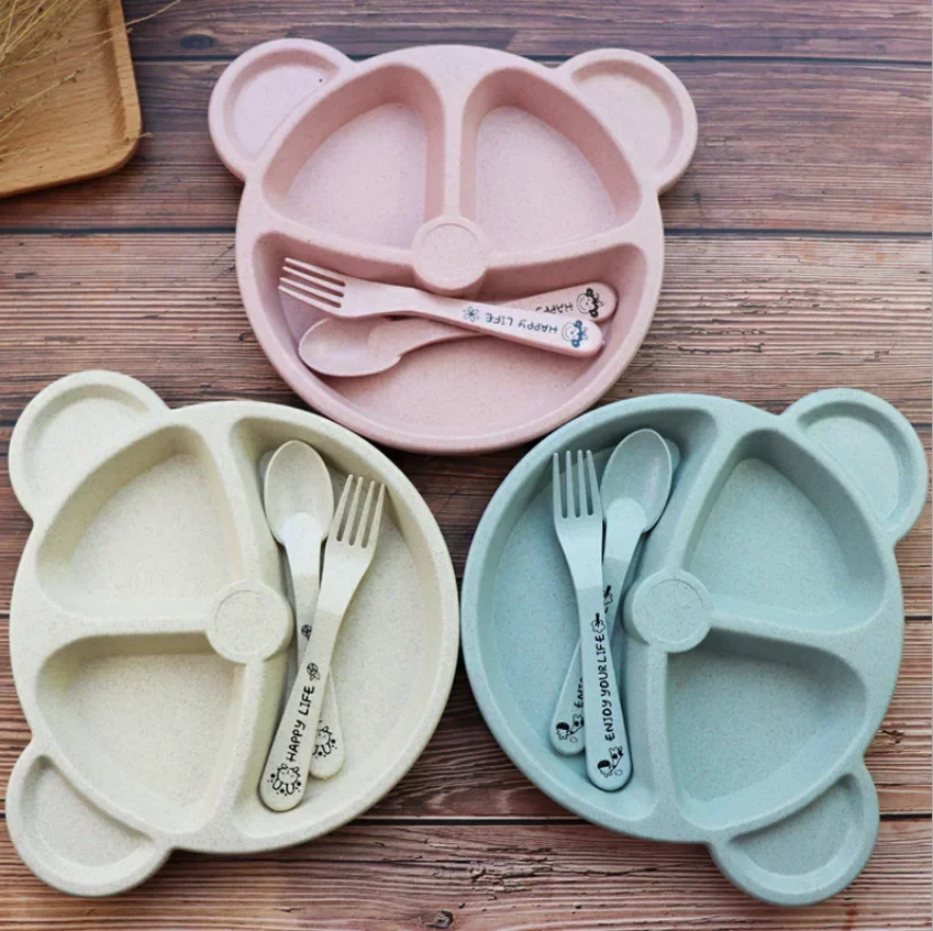 3Pcs-Set-Baby-Food-Feeding-Tableware-Cartoon-Bear-Bowl-Spoon-Fork ...