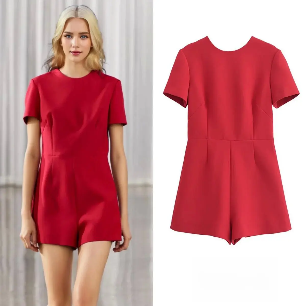 Monos-elegantes-de-moda-de-verano-para-mujer-monos-rojos-de-cuello ...