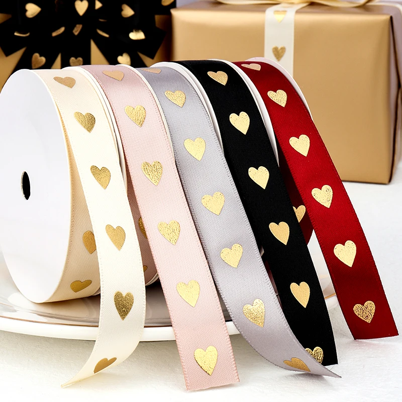 16mm-Love-Ribbons-Gold-Foil-Printed-Satin-Birthday-Wedding-Gifts-Box ...