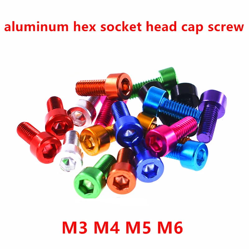 10pcs DIN912 Allen socket Screw M3 M4 M5 M6 Colourful Aluminum Alloy ...
