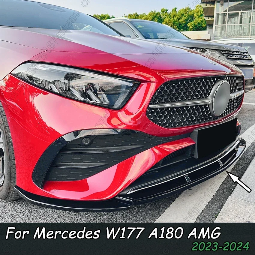 Car Front Bumper Lip For Mercedes Benz W177 A180 A200 A35 AMG 2023-2024 ...