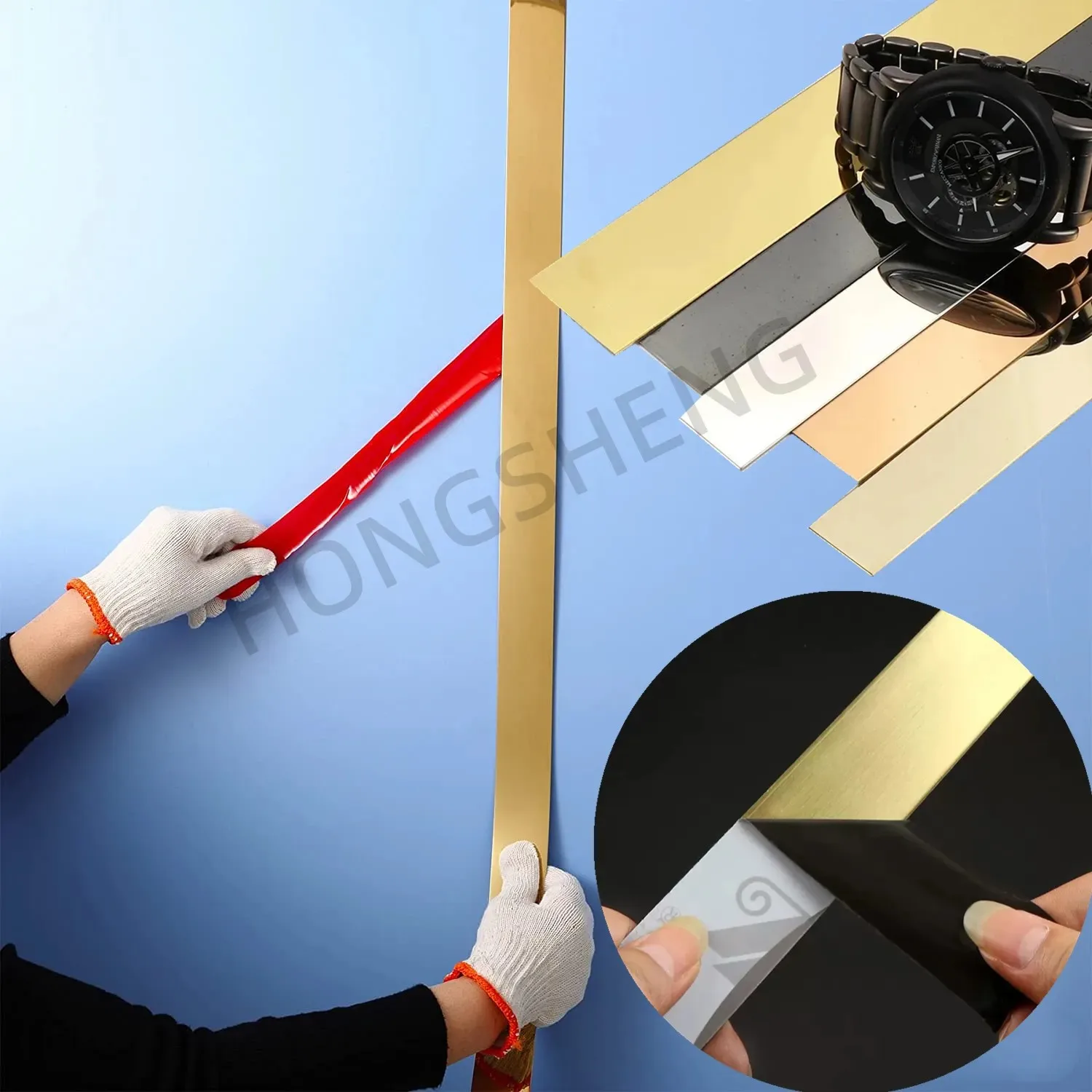 2-44M-roll-Stainless-Steel-Flat-Decorative-Lines-Self-adhesive-ceiling ...