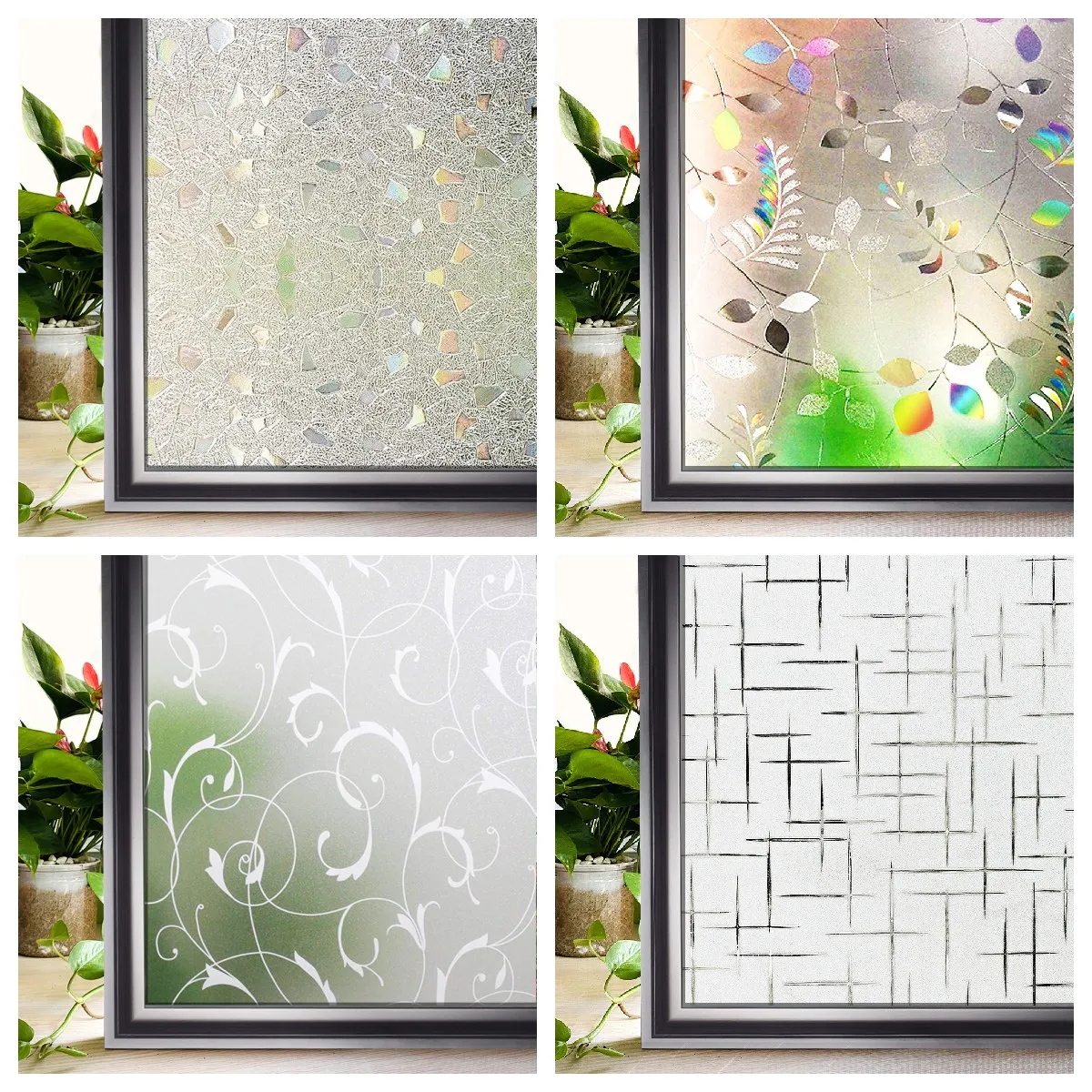 Frosted Window Film Privacy Opaque for Glass Self-Adhesive Sun Blocker ...