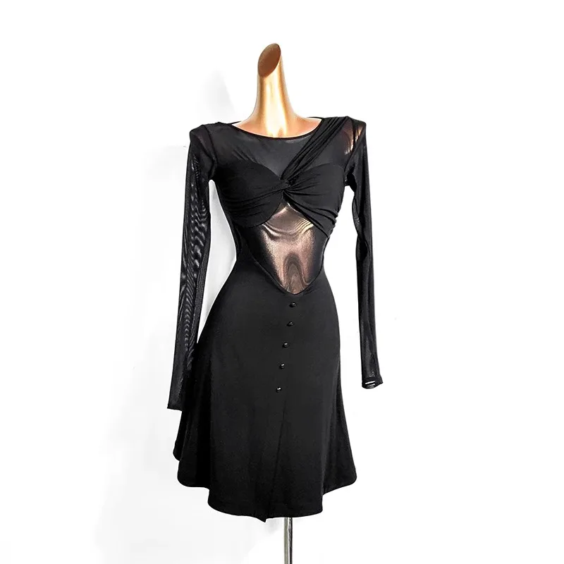 Latin-Dance-Modal-Long-Sleeve-Dress-Ballroom-Dance-Practice-Wear-Adult ...