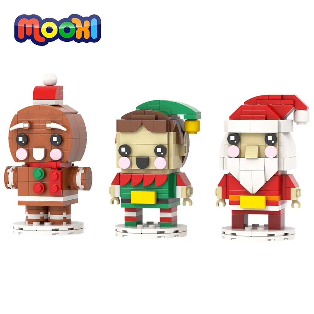 MOOXI Christmas Series 365Pcs MOC Bricks Gingerbread Man Grinch Santa ...