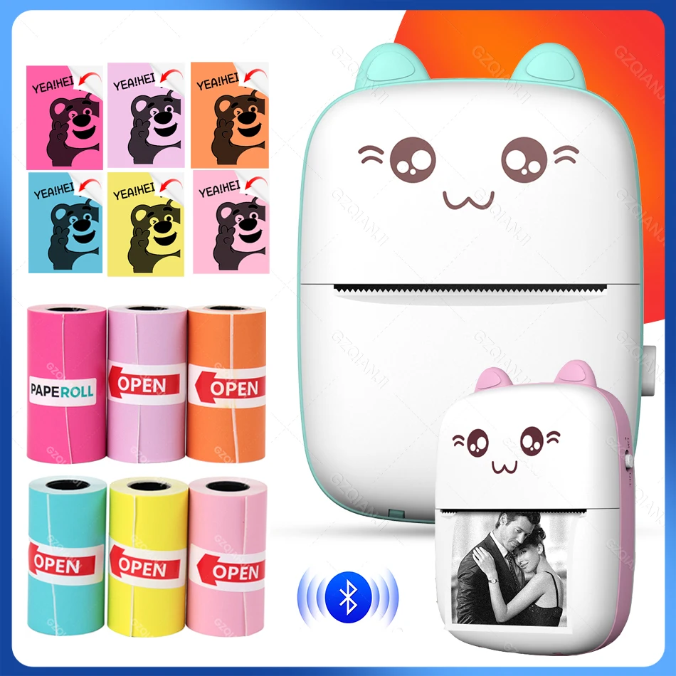 58MM-Mini-Photo-Pocket-Printer-Portable-Ink-free-Thermal-57mm-Sticker ...