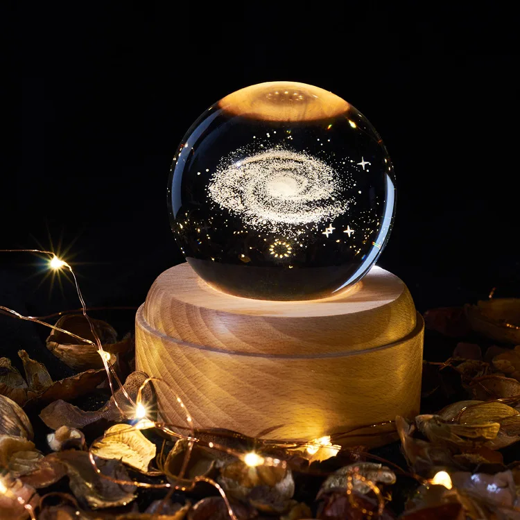Crystal Music Box Rotating Light Projection Crystal Ball Music Box ...