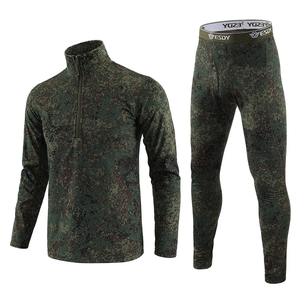 Militar-Thermal-Underwear-Combat-Shirt-Pants-Set-Fleece-Warm-Camouflage ...