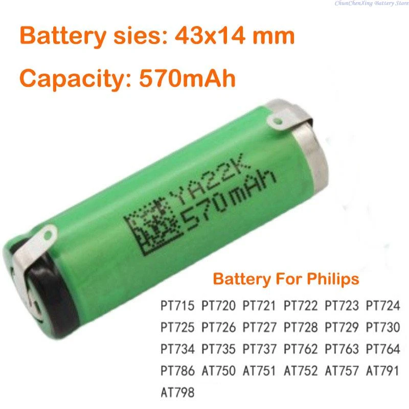 Allccx 570mah Shaver Battery For Philips Pt720,pt725,pt730,pt735,pt737 ...