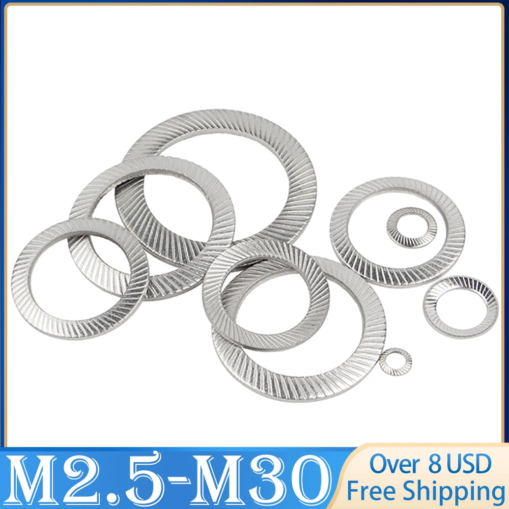 5/ 10/ 50pcs 304 Stainless Steel Locking Washer Printing Oblique Lock ...