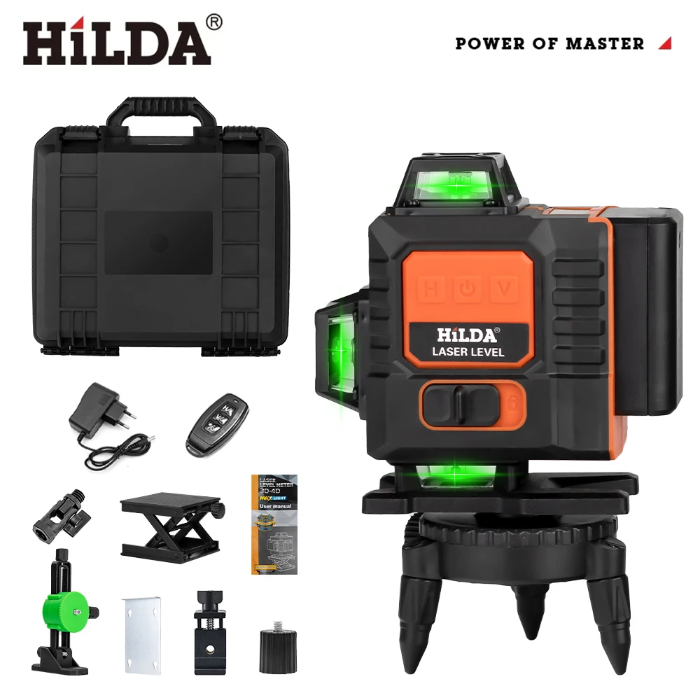 HILDA-4D-16-Lines-Laser-Level-With-Battery-Display-Self-Leveling-360 ...