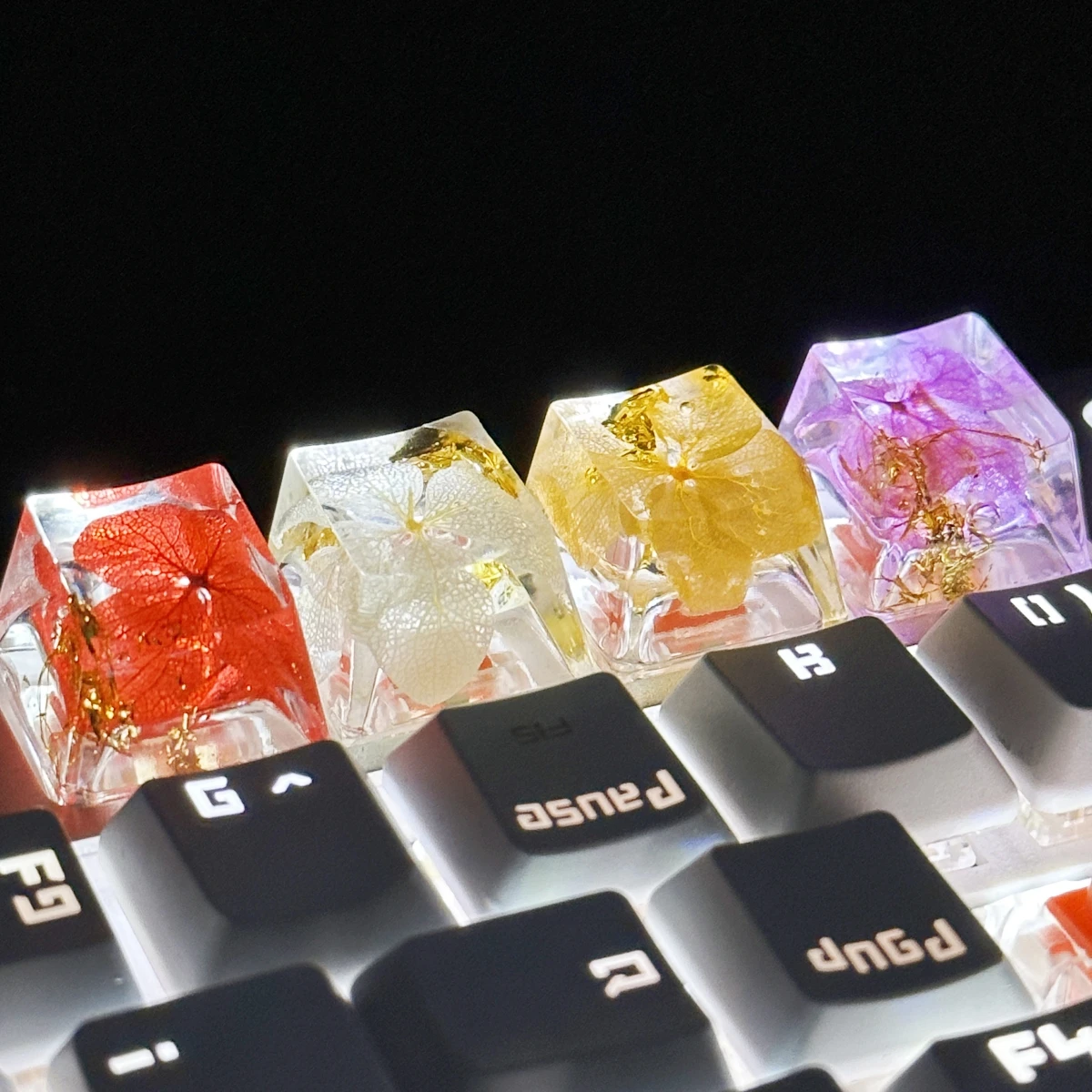 4pcs-set-Mechanical-Keyboard-keycap-DIY-Dried-Flowers-Keycap-Resin ...