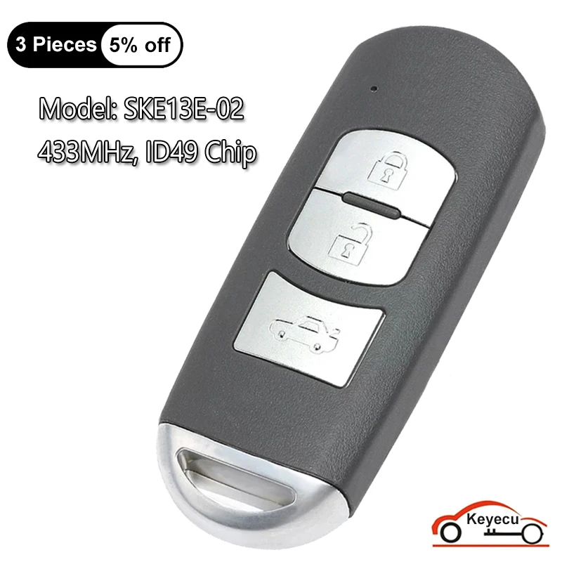 KEYECU-3-Buttons-433MHz-ID49-Chip-for-Mazda-3-6-2017-2018-2019-Auto ...