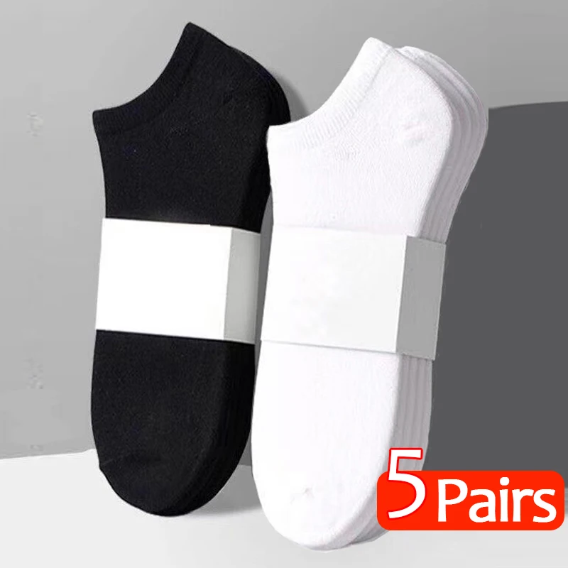 5 Pairs/lot Men's Socks Breathable Short Boat Socks Male Casual Soft ...