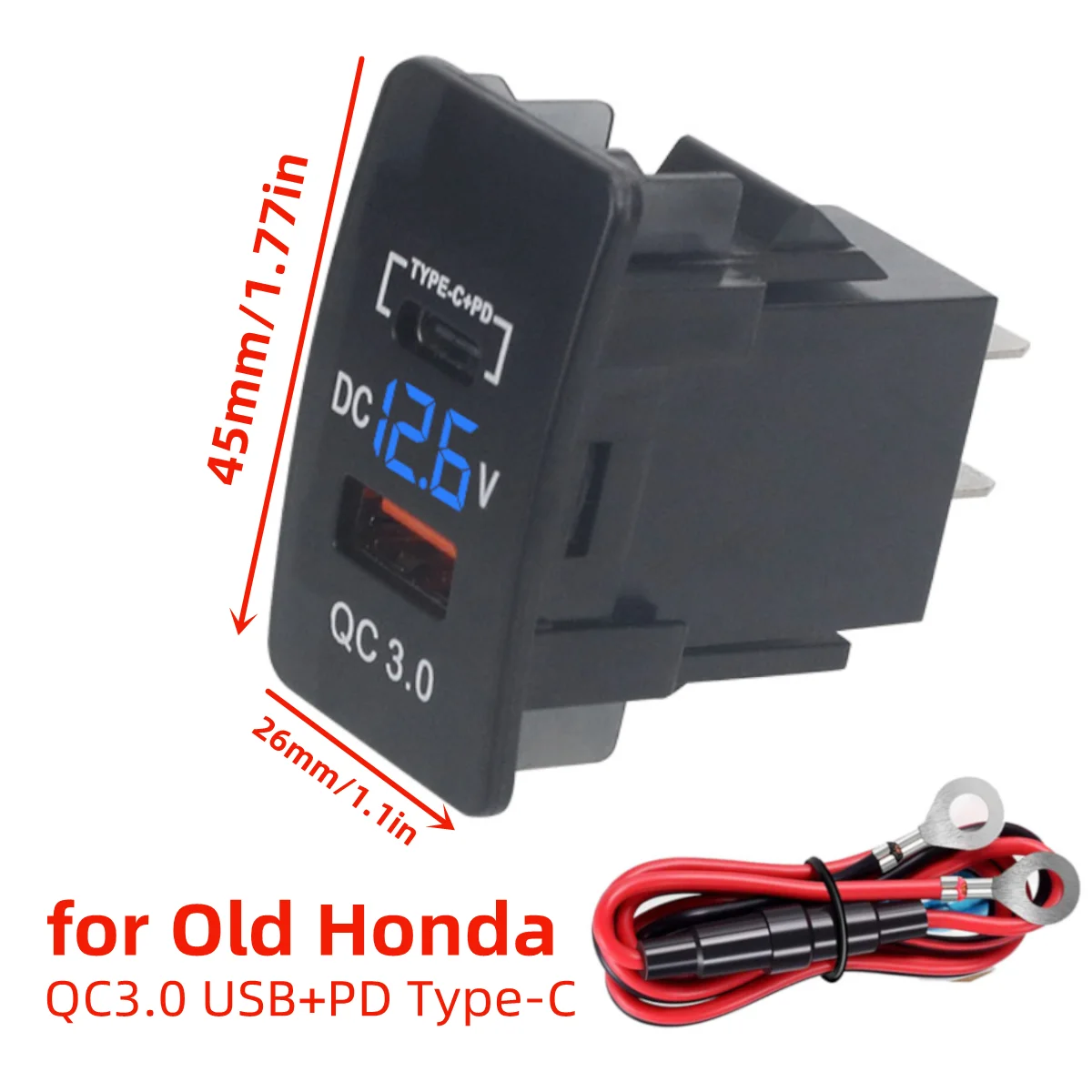 Fast-Charging-Car-Charger-Socket-QC3-0-USB-PD-Type-C-26x45mm-for-Old ...