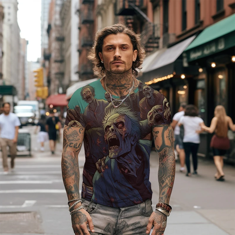Summer-new-men-s-T-shirt-zombie-3D-print-men-s-T-shirt-horror-casual ...