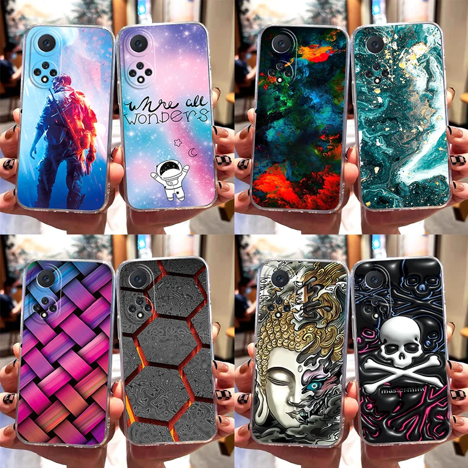 For Huawei Honor 50 Case Soft Silicone Fashion Marble Clear Cover For ...