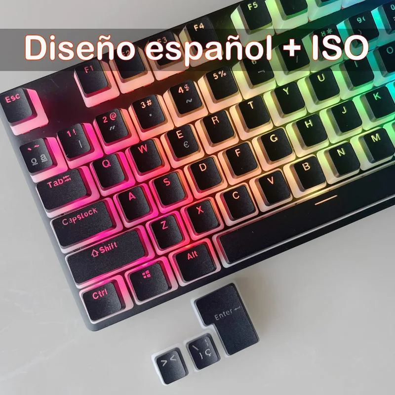 Pudding-keycap-EN-Spanish-layout-104-key-PBT-key-cap-ISO-dual-color ...