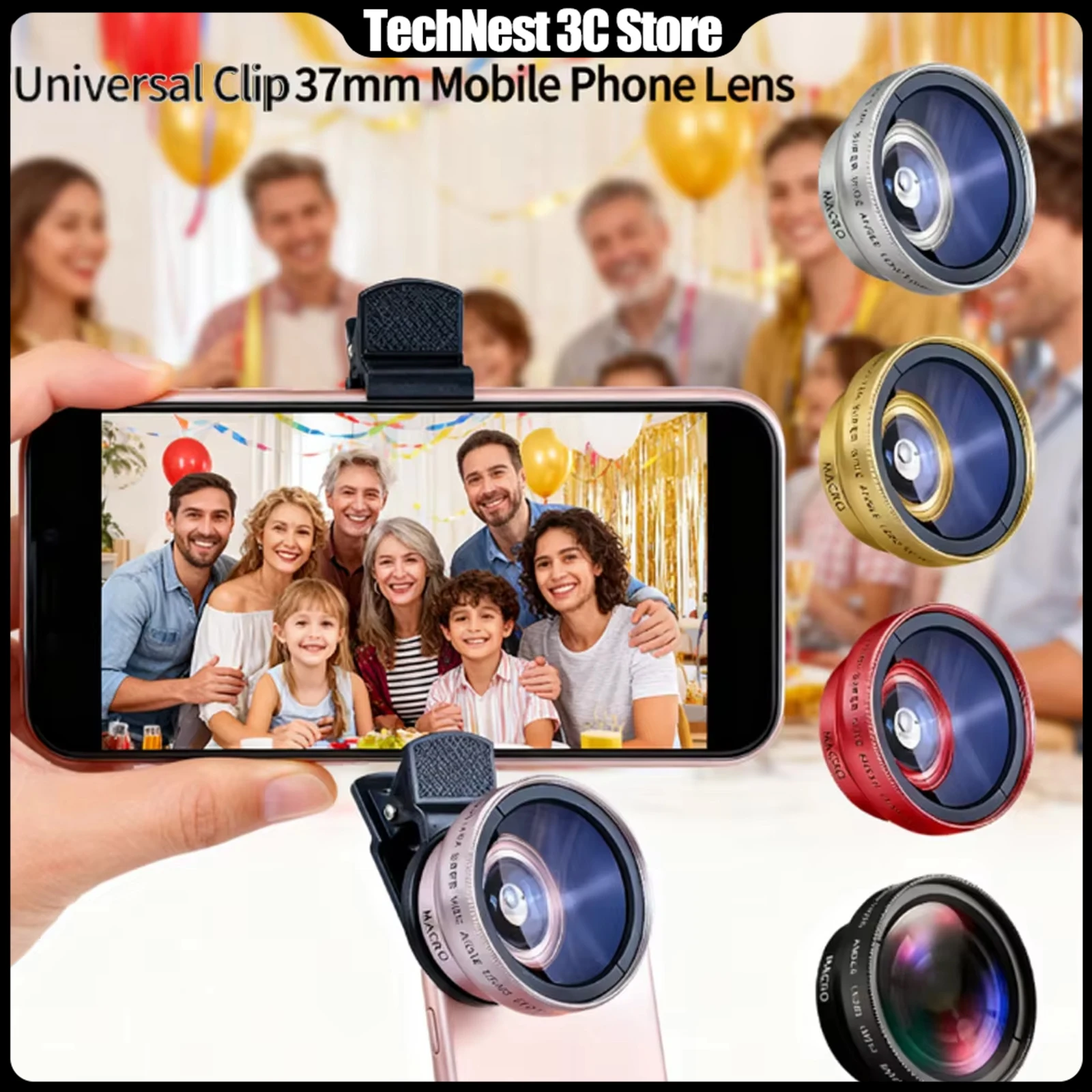 Lens Universal Clip For General Phone 37mm Mobile 2 IN 1 Lens ...