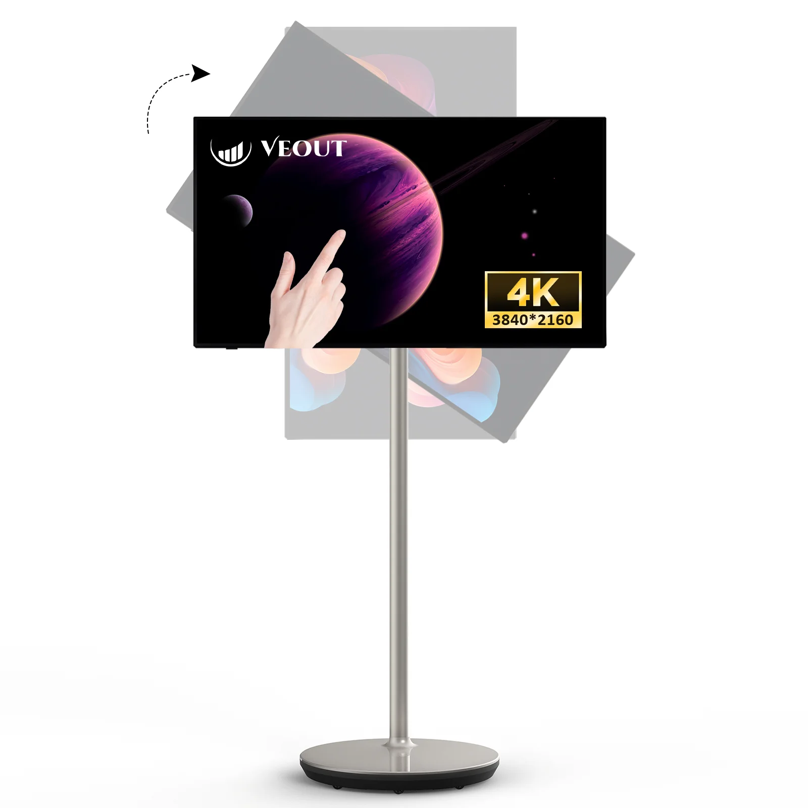 WUAWE-27-4K-Portable-TV-on-Wheels-Smart-Wireless-Portable-Monitor-with ...