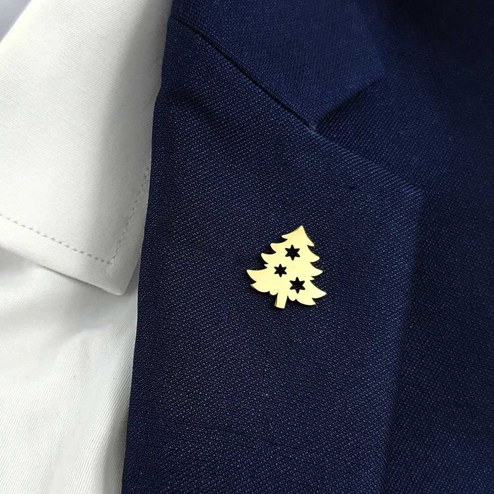 New - 18K gold-plated stainless steel brooch: cute Christmas tree ...