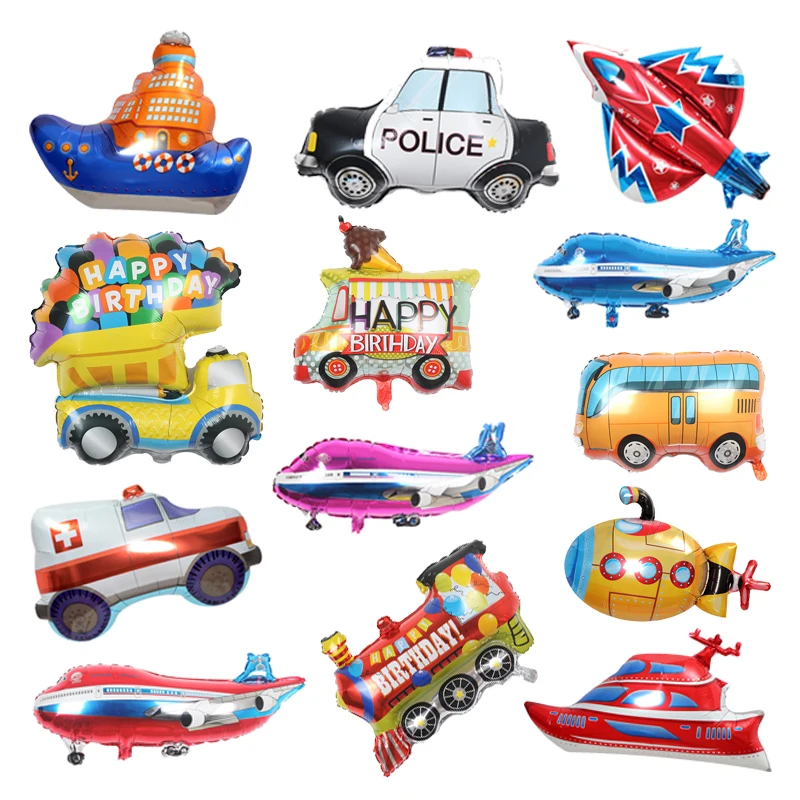 1pcs Cartoon Car Ship Fighter Ambulance Foil Balloon Birthday Party ...