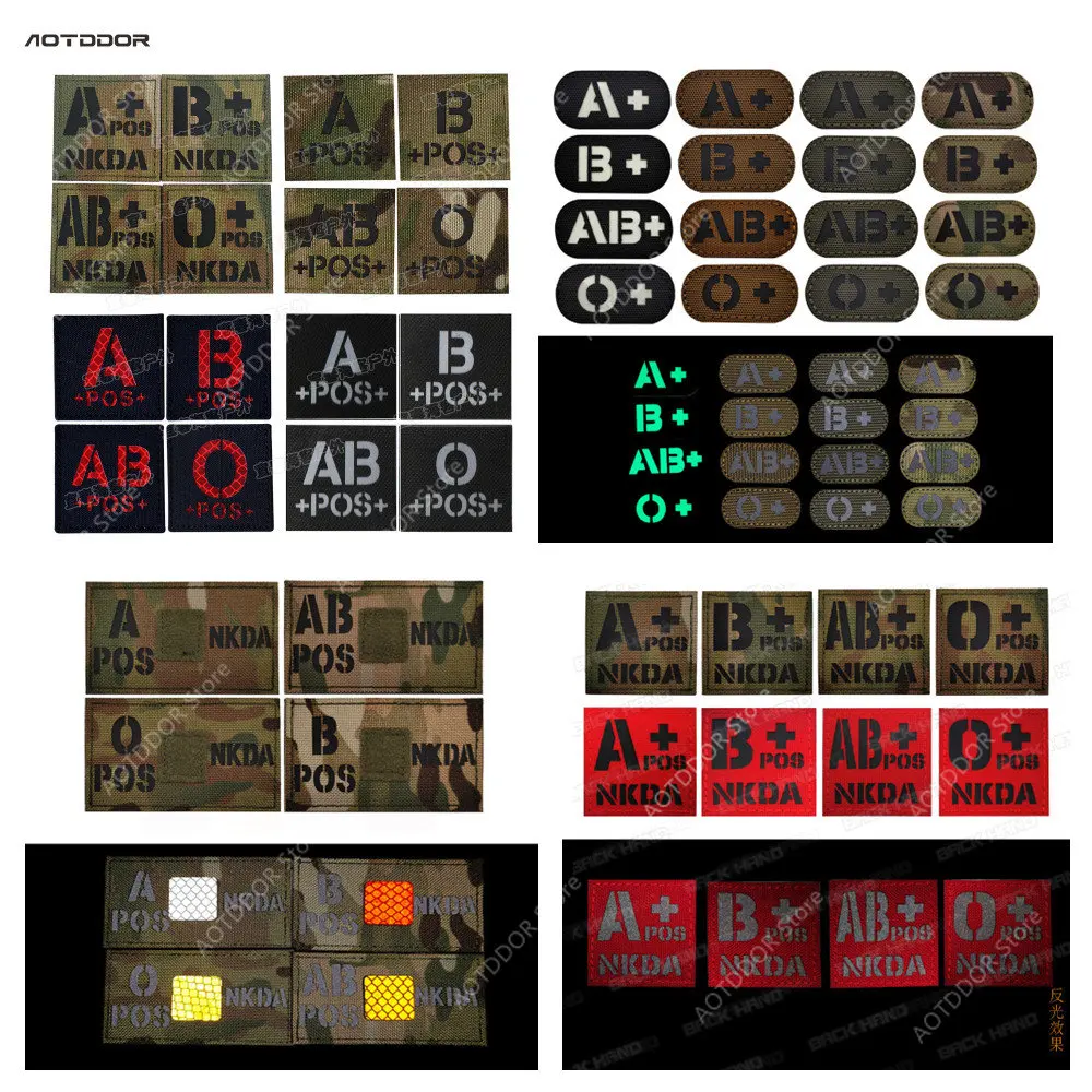 Tactical-Blood-Type-Badge-Magic-Sticker-Badge-A-B-AB-IR-Infrared ...