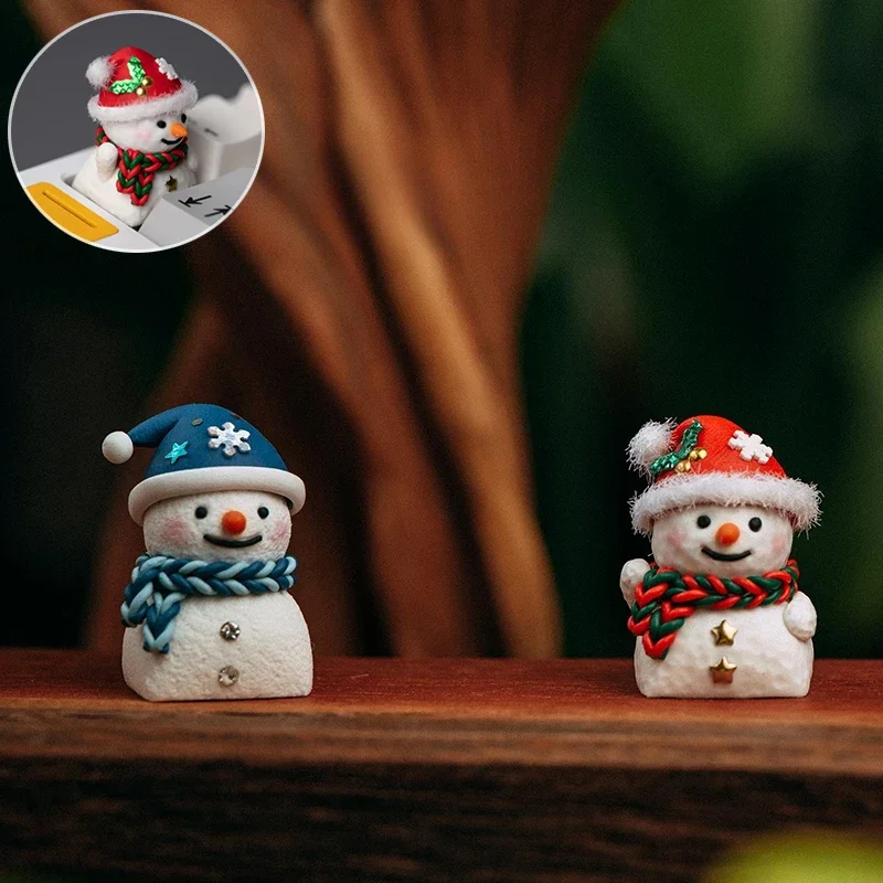 Christmas-Snowman-Keycaps-Cute-Hand-kneaded-Clay-Creative-Mechanical-Keyboard-Decorate ...