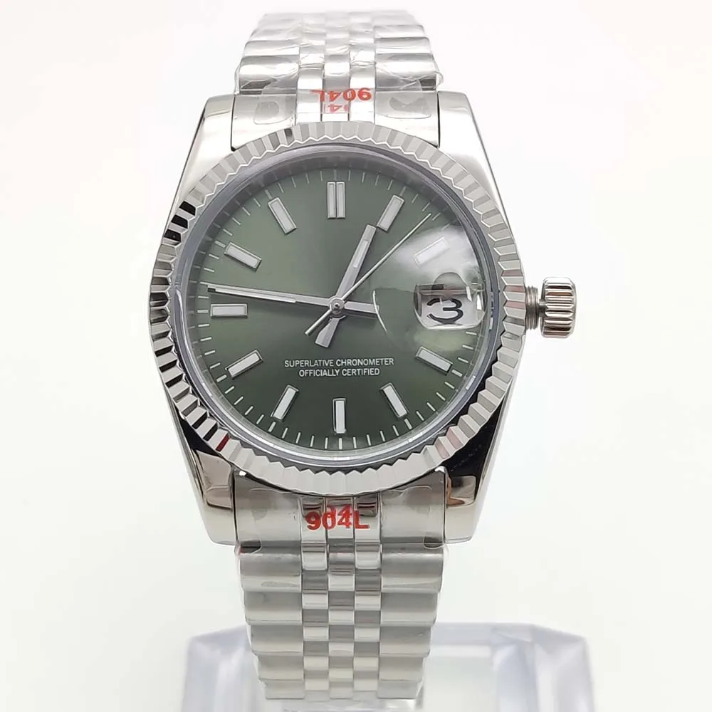 36MM-Military-Green-Dial-Luminous-NH35-Movement-Waterproof-Automatic ...
