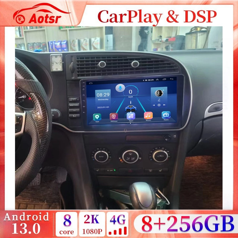 For Saab 9-5 Sedan 2005+ Android 13.0 Car GPS Navigation Multimedia ...