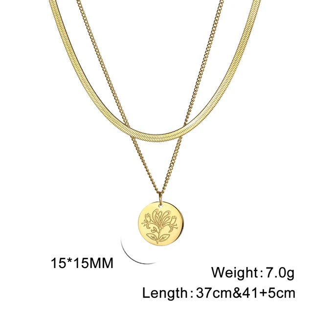 Skyrim Birth Month Flower Necklace Double Layer Neck Chains for Women ...