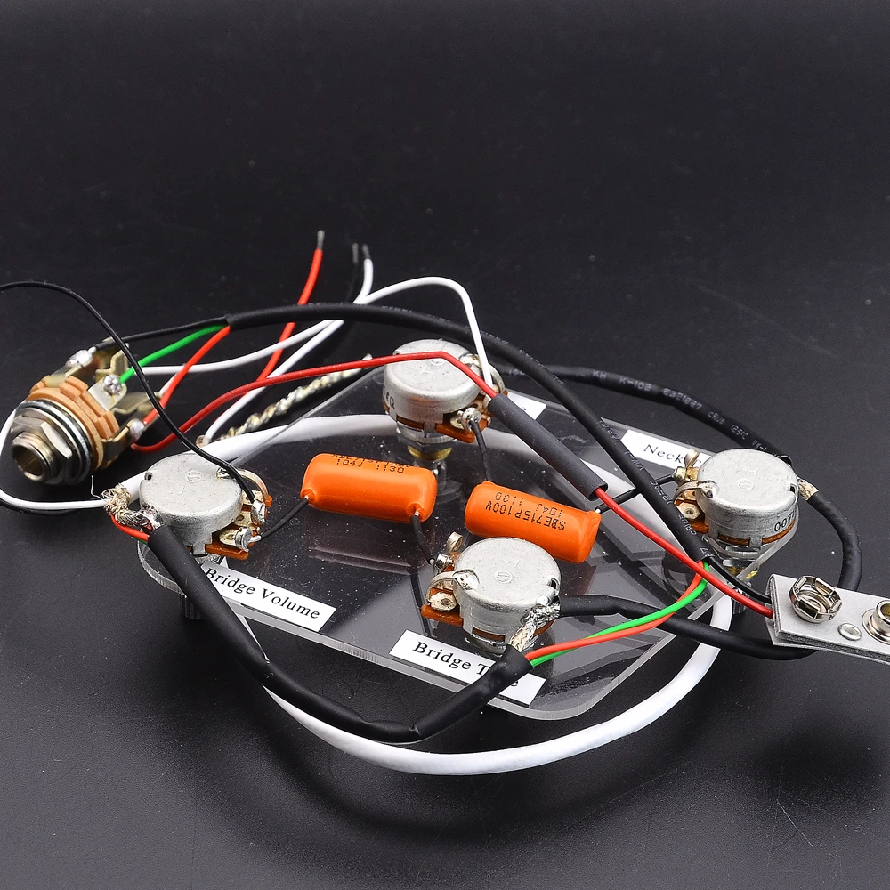 4x TQ 25K Pots + 1x Jack Active Pickup Wiring Harness for LP SG