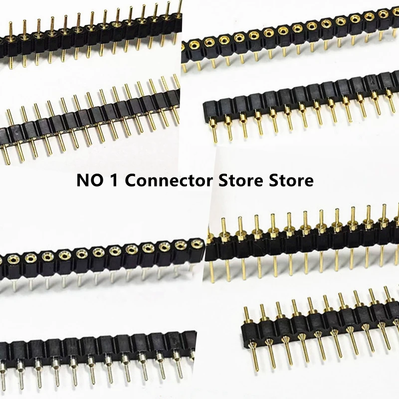 1PCS 2.54mm Pitch Round Hole Male Tin Gold Female Pin Header Single Row ...