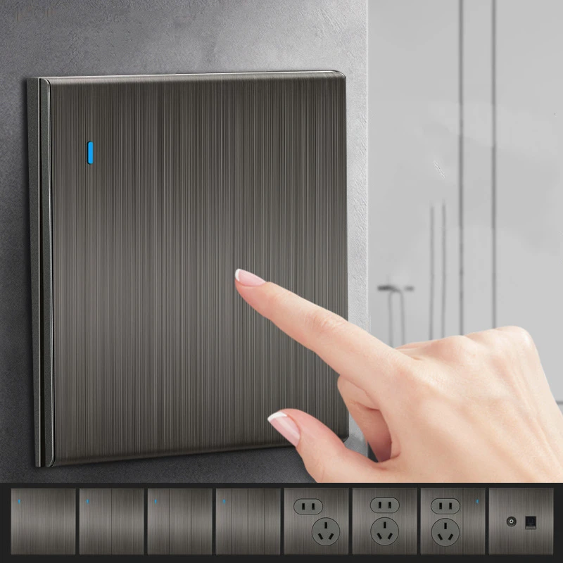 86mm Ultra thin switch series 1/2/3/4 gang Stainless steel panel ...