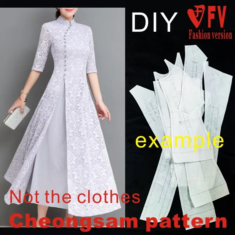 Lace-cheongsam-pattern-women-s-small-stand-up-collar-dress-cutting ...