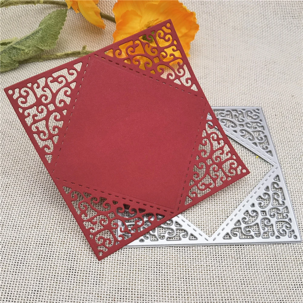 Folding Card Envelope Metal Cutting Dies Flower Square Scrapbook Card ...
