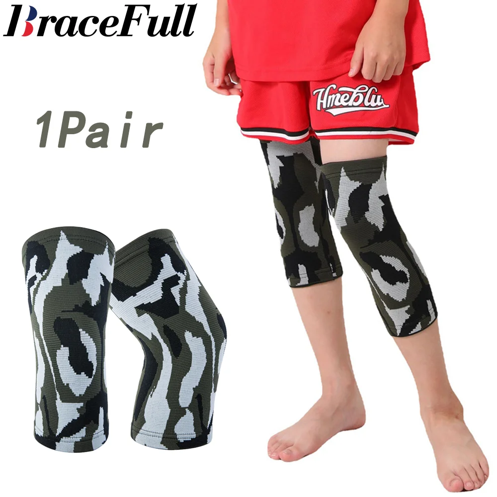 1Pair-Knit-Compression-Sleeves-Kids-Knee-Brace-Gym-Support-Child-Sports ...
