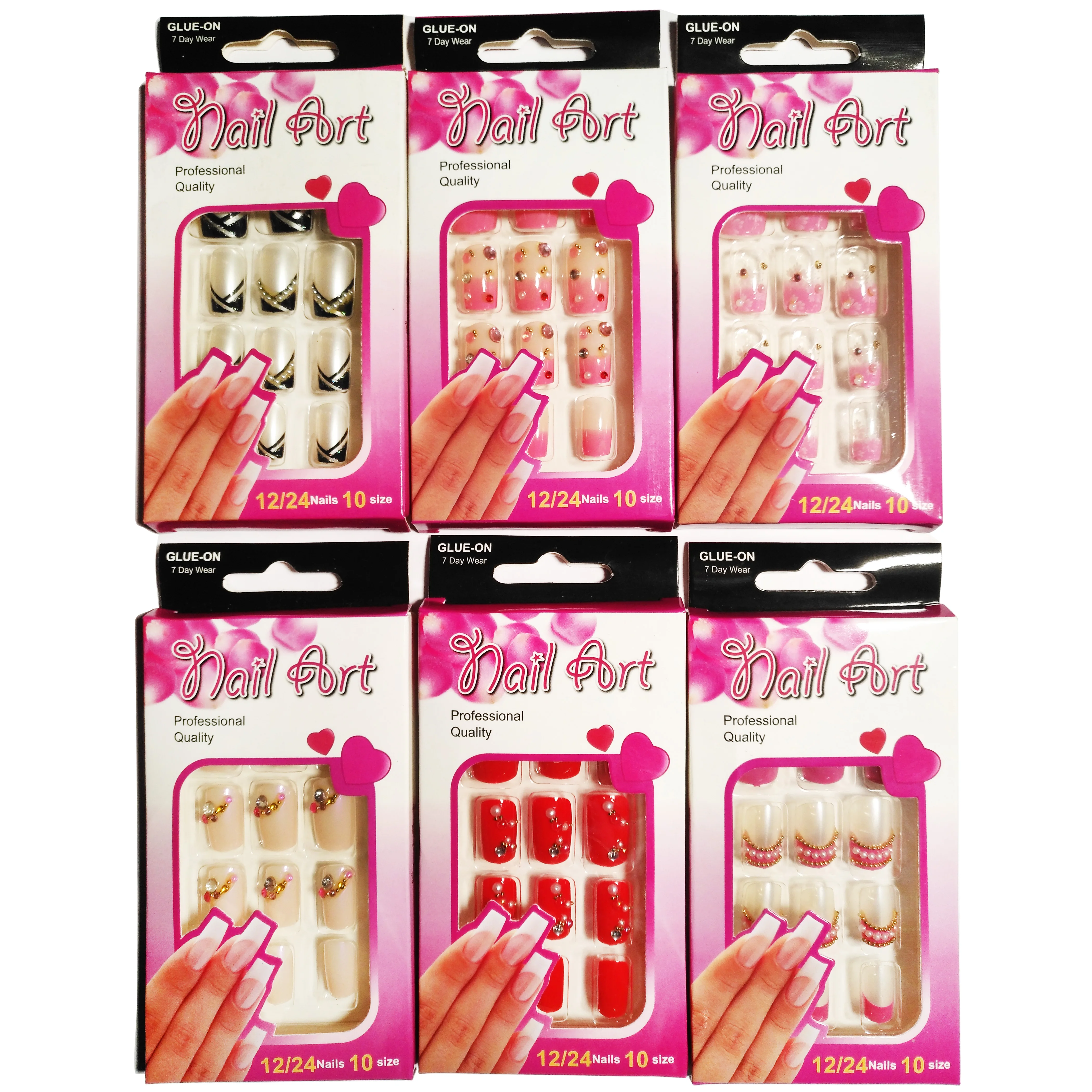 12pcs-Fashion-False-Nails-With-Design-Tips-Press-on-Nails-Colorful ...