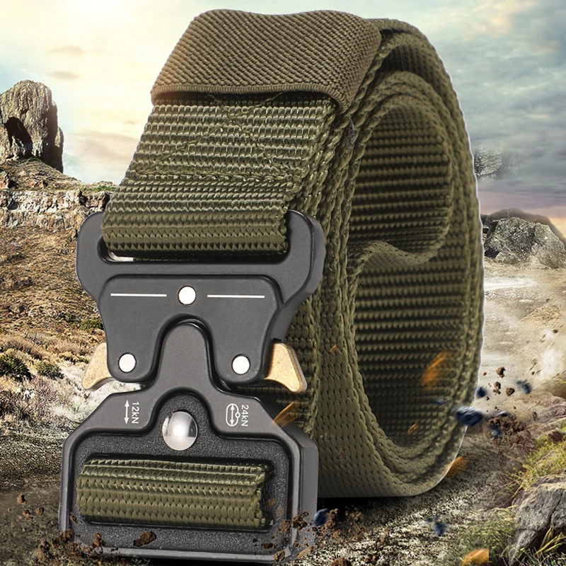 Men Metal Male Tactical Belt Men's Military Canvas Belts Big Size ...